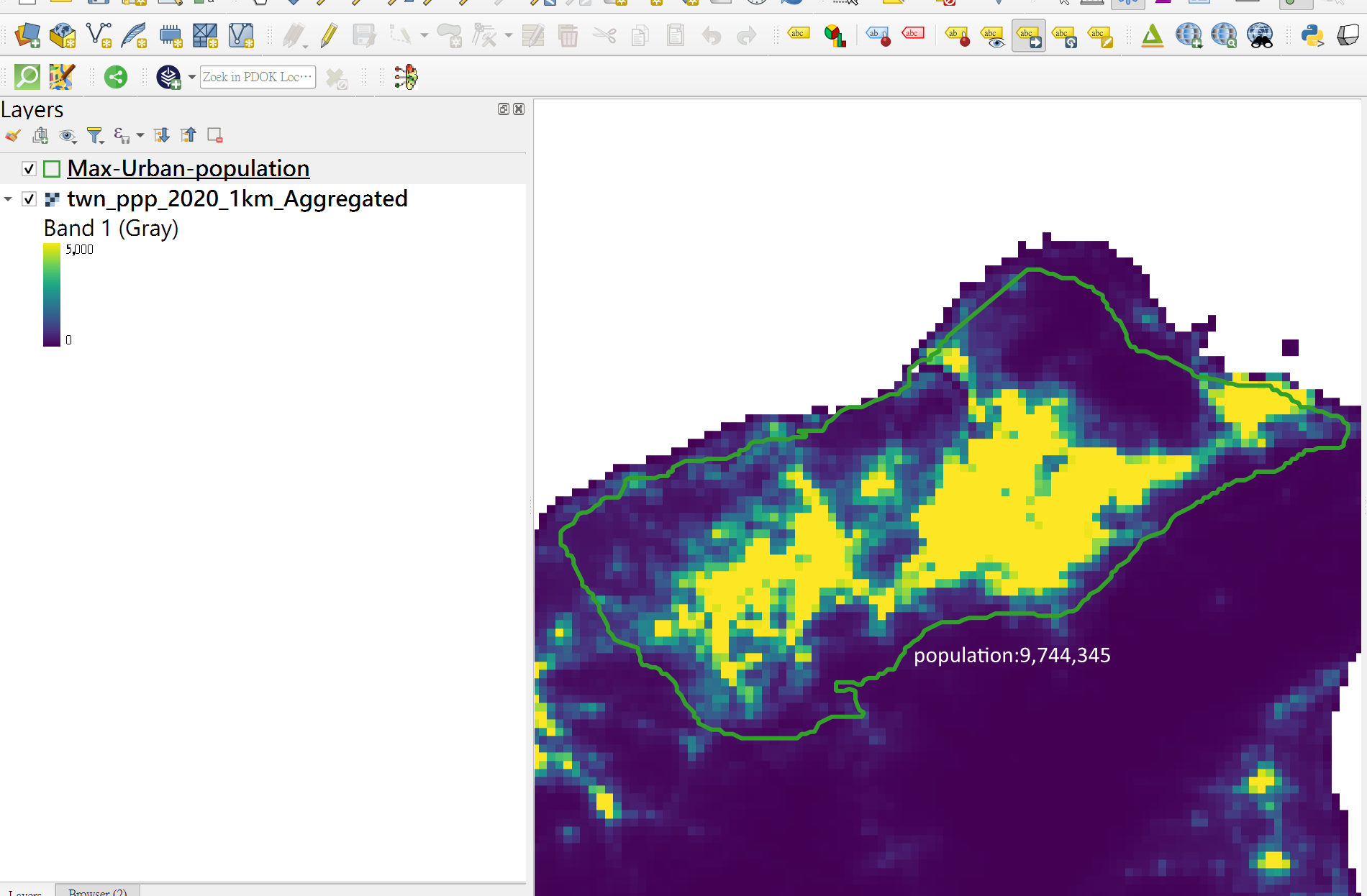 7.QGIS中計算世界任何地區的人口(Population Calculated) - 地學網站